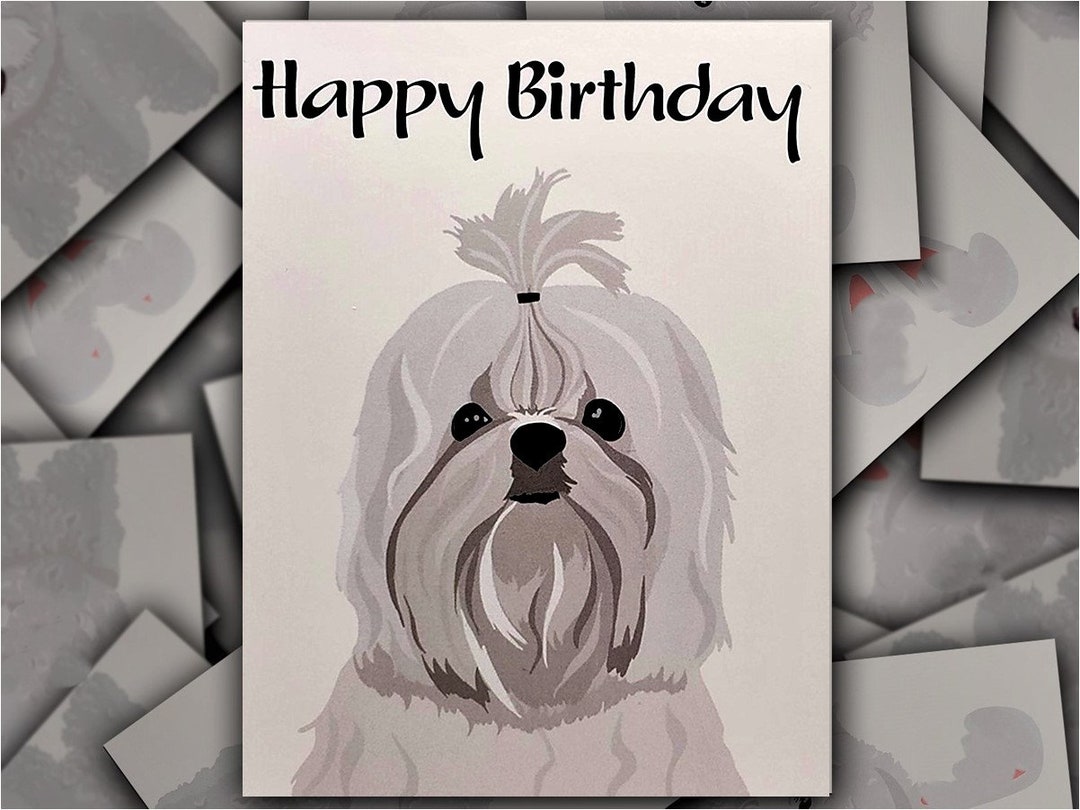 Maltese Birthday Card, White Maltese Dog Gift Card, Puppy Dog Blank ...