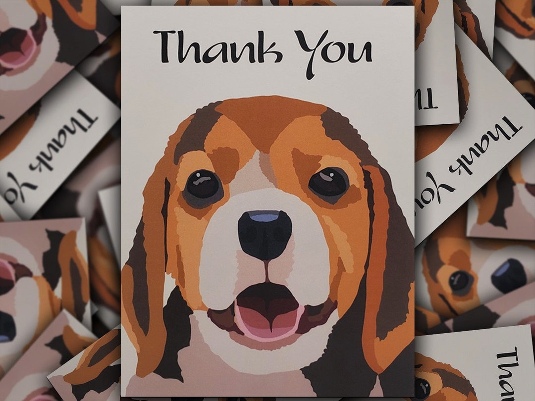 Beagle Thank You Card Single Card Beagle Dog Thank You Gift - Etsy