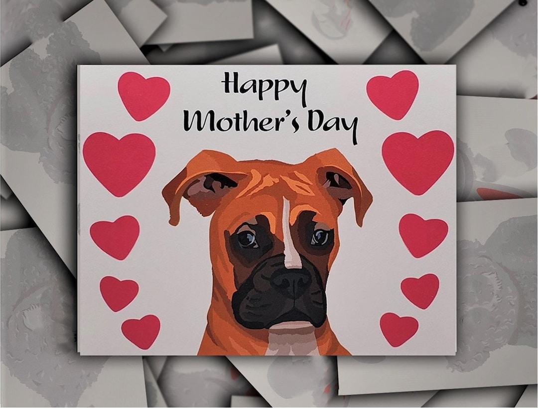 Boxer Mother's Day Card, Single Card, Tan and Black Boxer Dog Gift Card ...