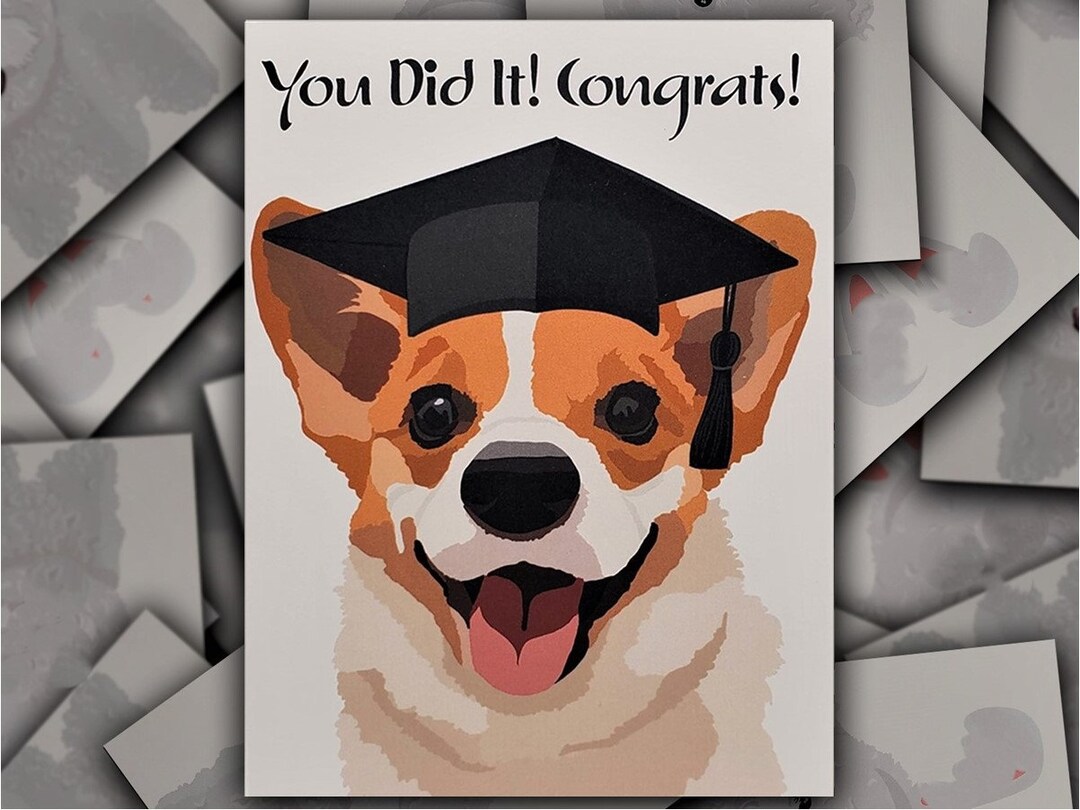 Pembroke Welsh Corgi Congrats on Graduation Card, Red White Corgi Dog ...