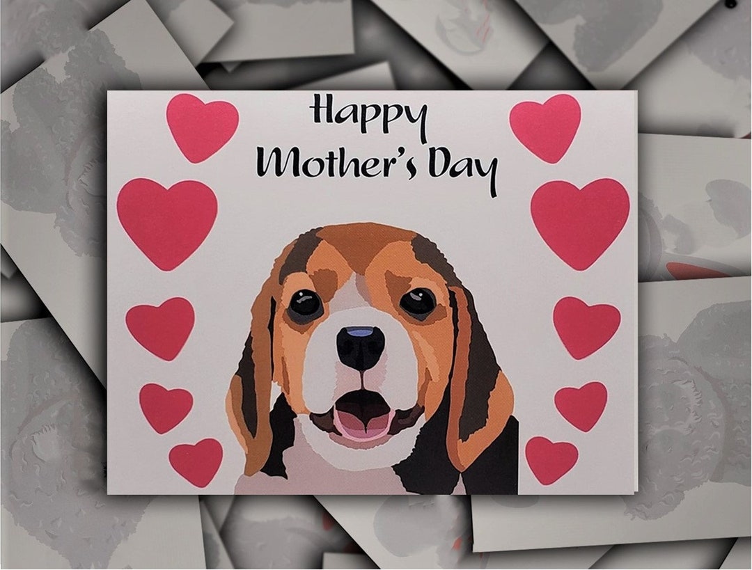 Beagle Mother's Day Card, Single Card, Beagle Dog Gift Card, Beagle ...
