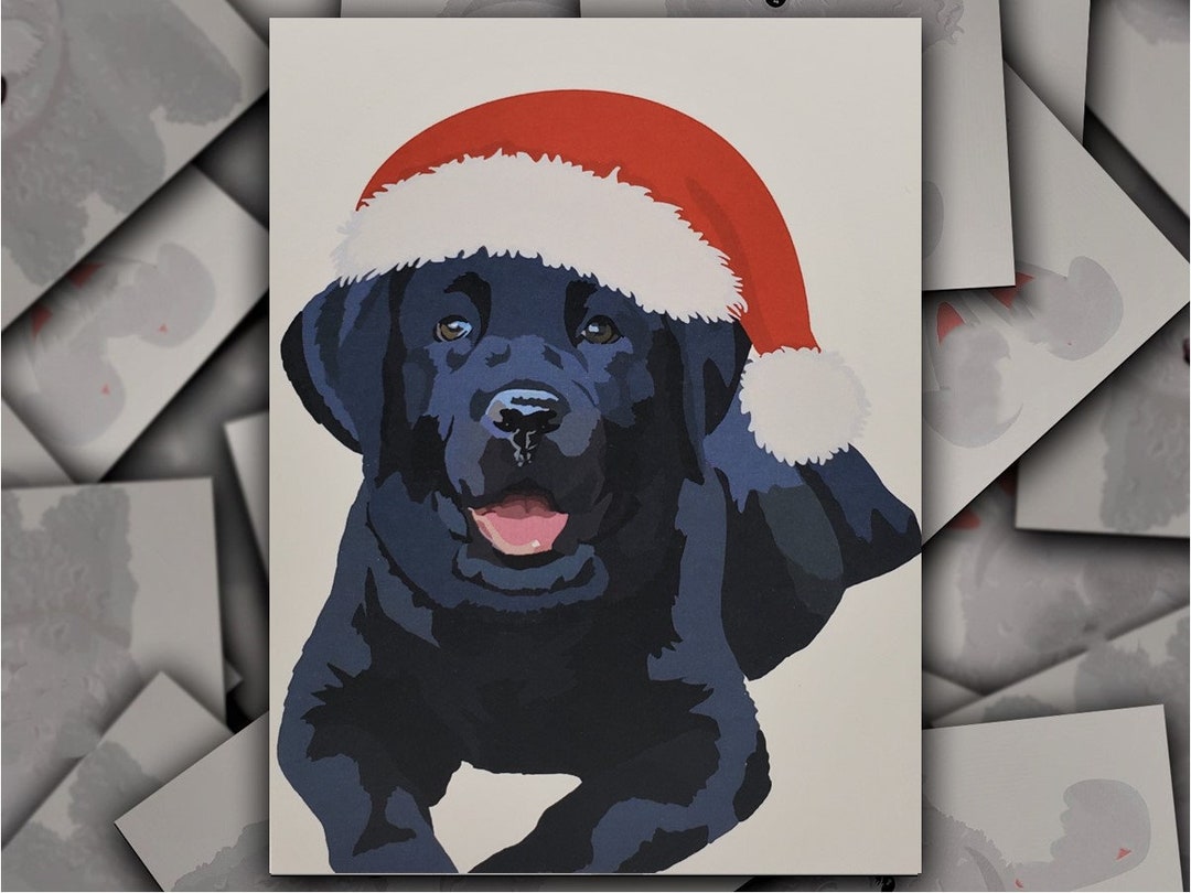 Black Labrador Retriever Santa Card, Black Labrador Retriever Christmas ...