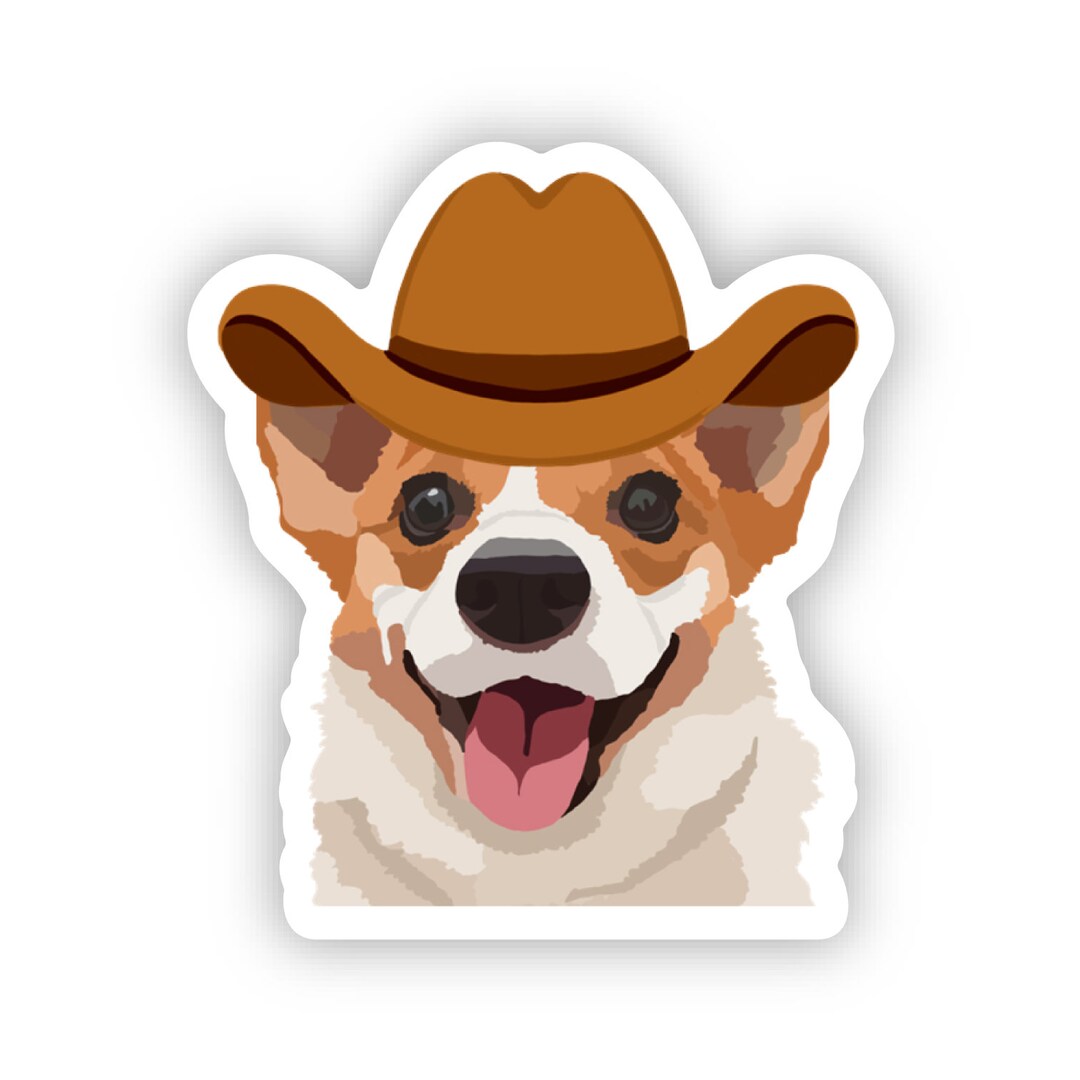 Cowboy Cowgirl Pembroke Welsh Corgi Dog Sticker, Die Cut Vinyl, Water ...