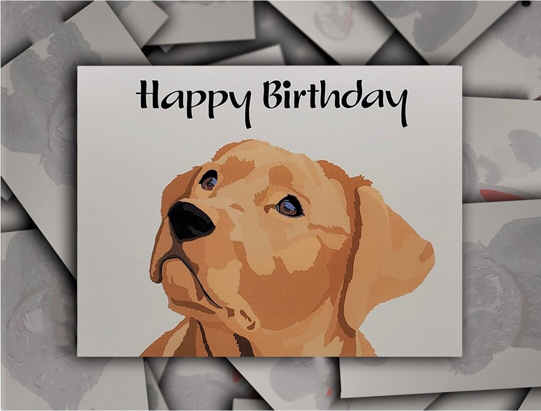 Yellow Labrador Birthday Card, Yellow Labrador Retriever Dog Gift Card ...