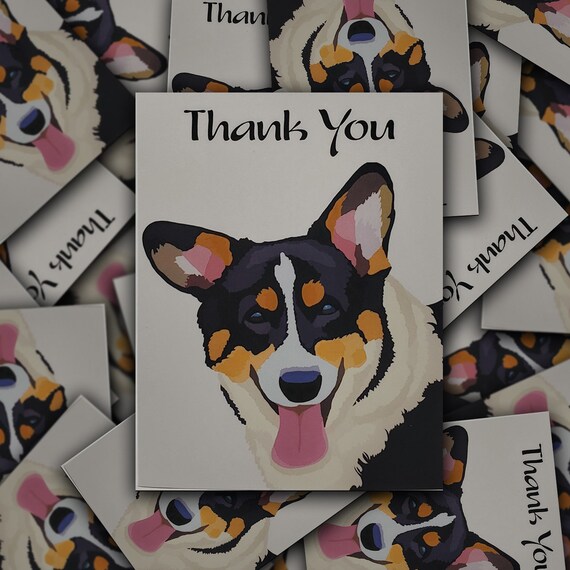 Pembroke Welsh Corgi Thank You Card Single Card Pack of 3 or - Etsy