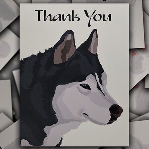 Siberian Husky Thank You Card, Single Card, Siberian Husky Dog Thank ...