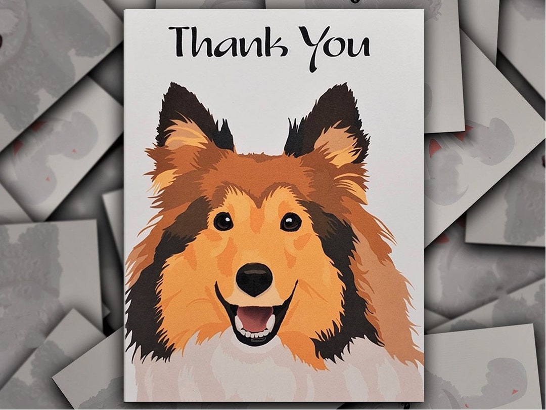 Shetland Sheepdog Thank You Card, Sheltie Dog Gift Card, Sheltie Puppy ...