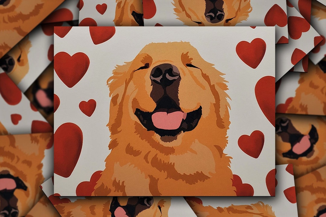 Golden Retriever Love Valentine Anniversary Card Single Card - Etsy