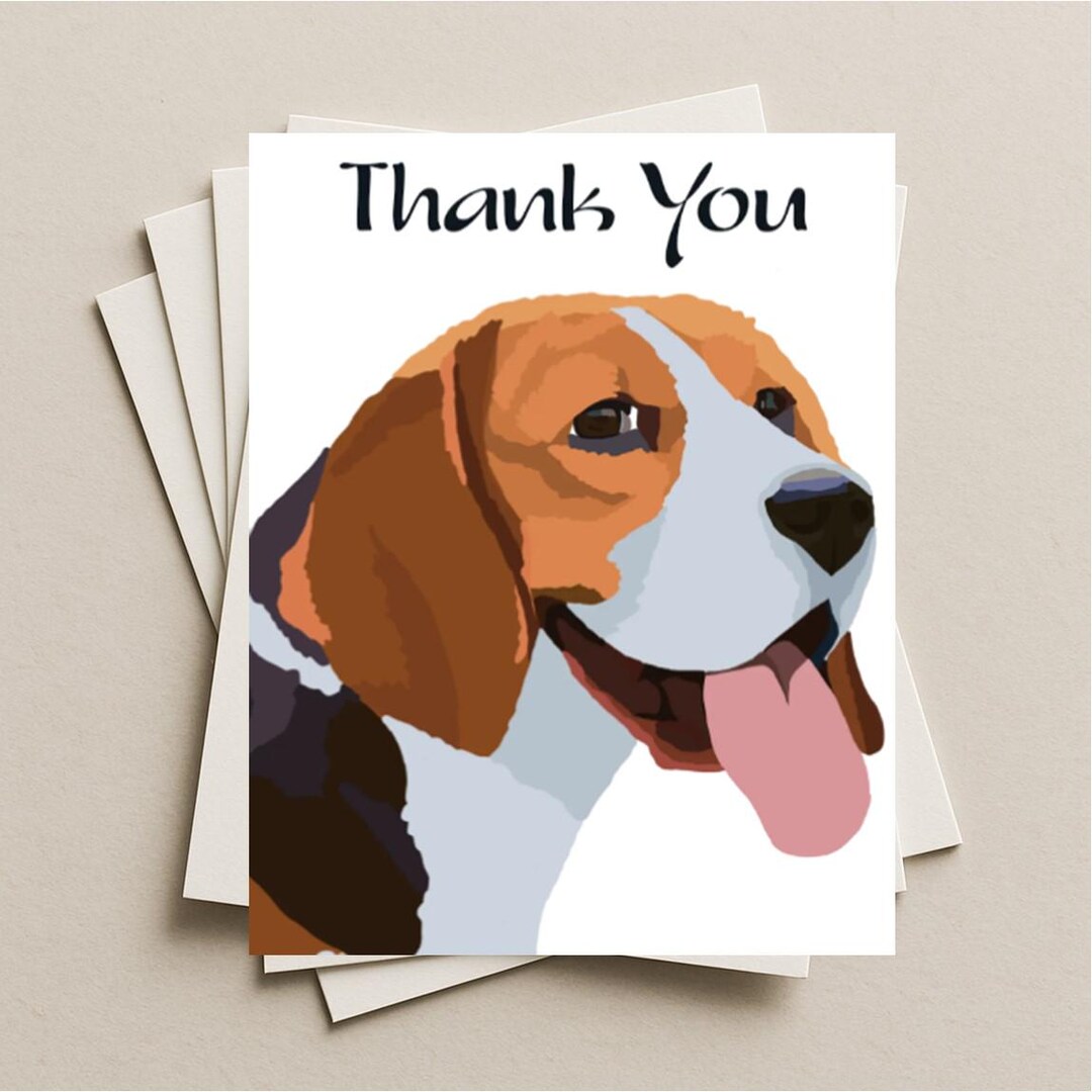 Beagle Thank You Card, Single Card, Beagle Dog Thank You Gift Card ...