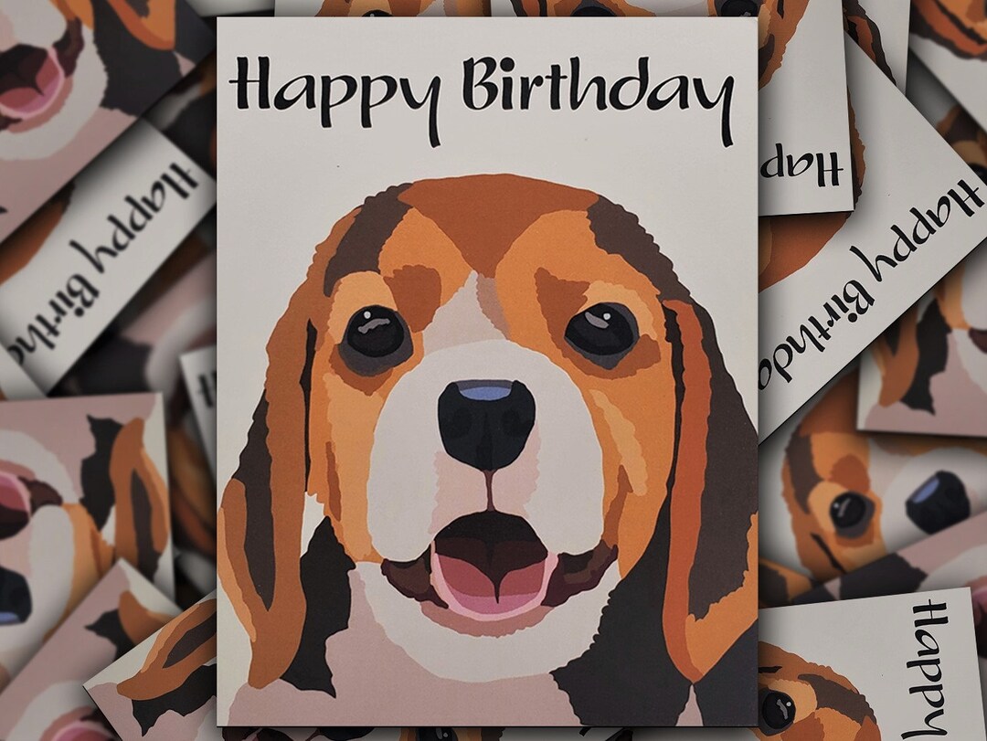 Beagle Birthday Card Beagle Dog Gift Card Puppy Dog Blank - Etsy