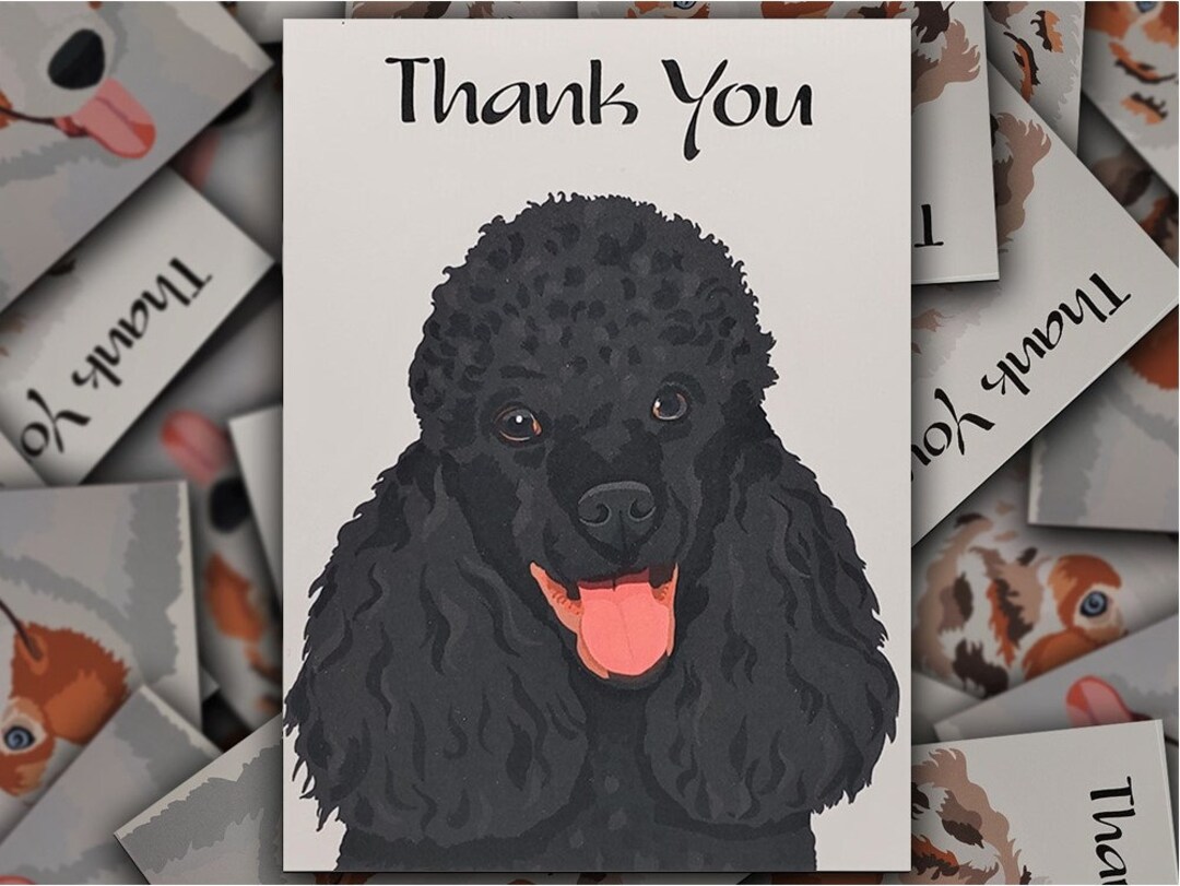 Black Poodle Thank You Card Black Poodle Dog Gift Card Puppy - Etsy