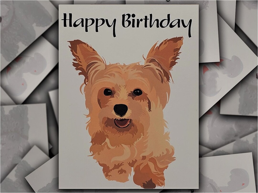 Yorkshire Terrier Birthday Card, Yorkie Terrier Dog Gift Card, Puppy ...
