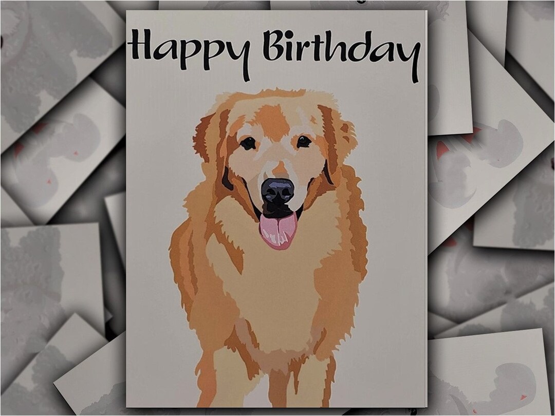 Golden Retriever Birthday Card, Golden Retriever Dog Gift Card, Puppy ...