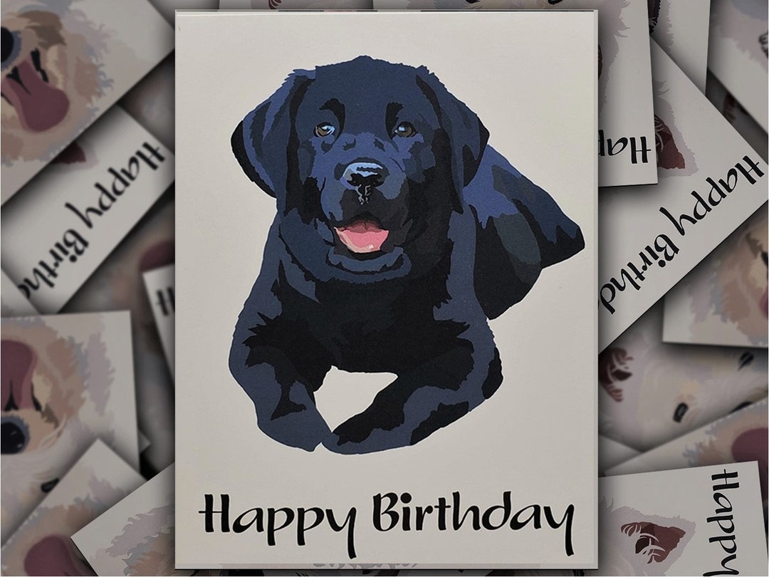 Black Labrador Birthday Card Black Labrador Dog Gift Card - Etsy