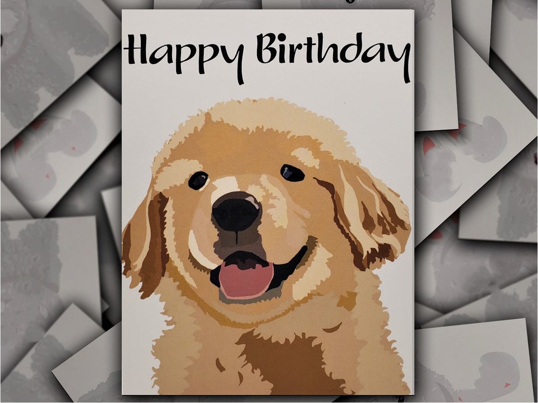 Golden Retriever Birthday Card, Golden Retriever Dog Gift Card, Puppy ...