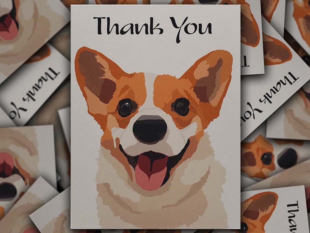 Pembroke Welsh Corgi Thank You Card Single Card Sable Fawn - Etsy