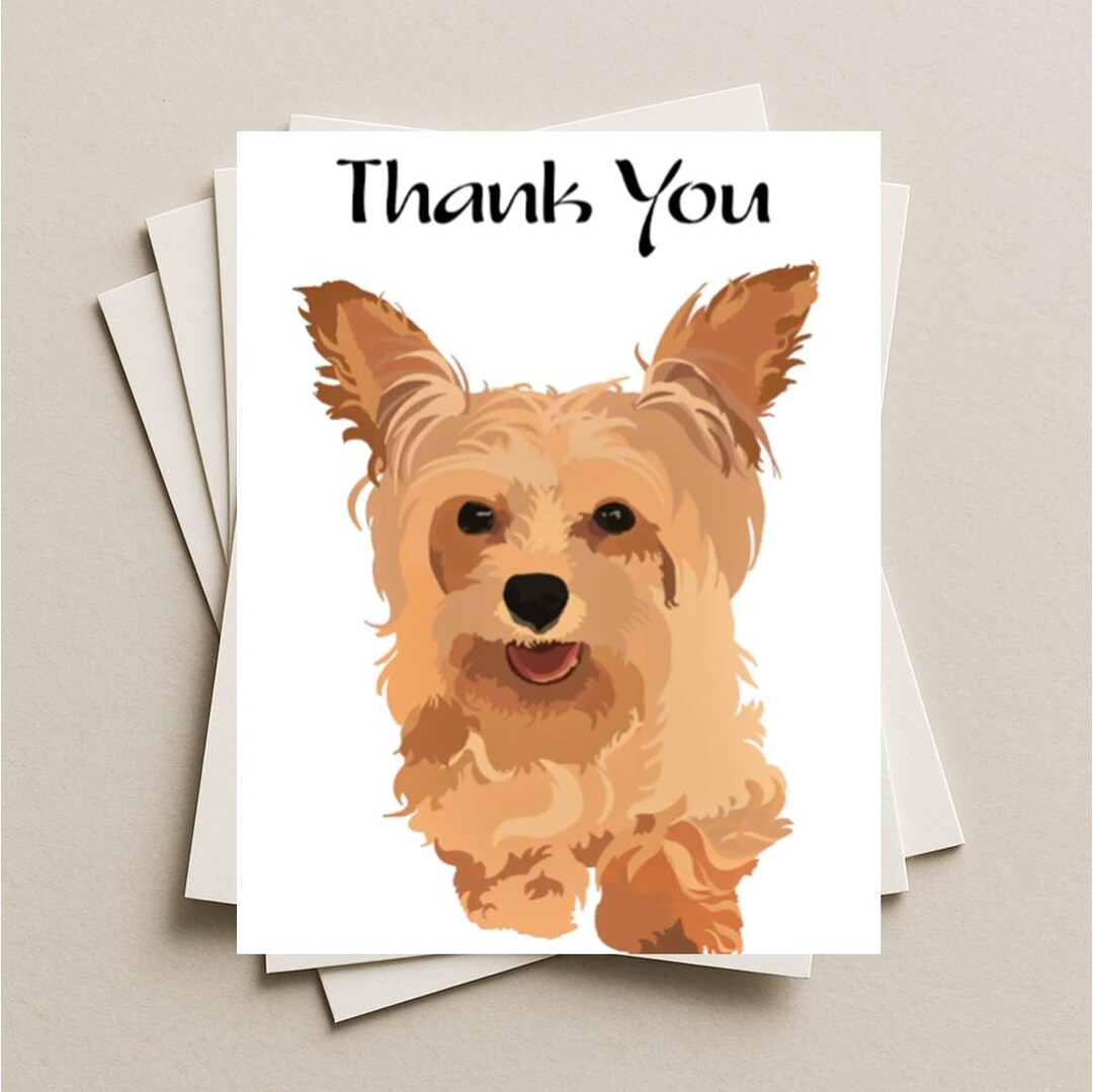 Yorkshire Terrier Puppy Dog Thank You Card, Blank Greeting Card, Note ...