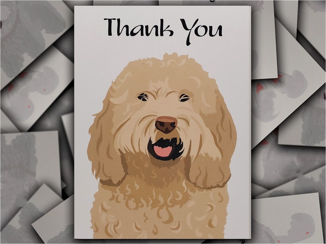 Labradoodle Thank You Card, Cream Labradoodle Dog Gift Card, Doodle ...