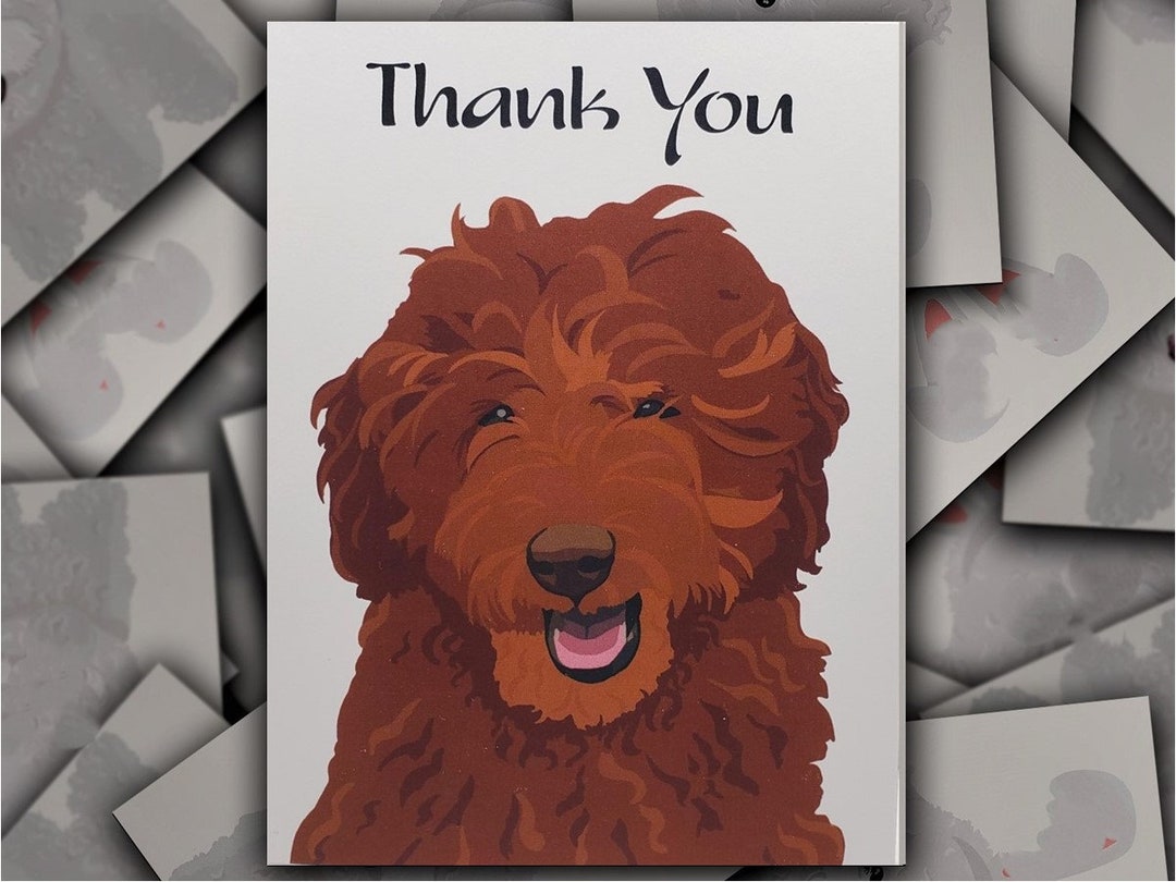 Goldendoodle Thank You Card, Chocolate Goldendoodle Dog Gift Card ...