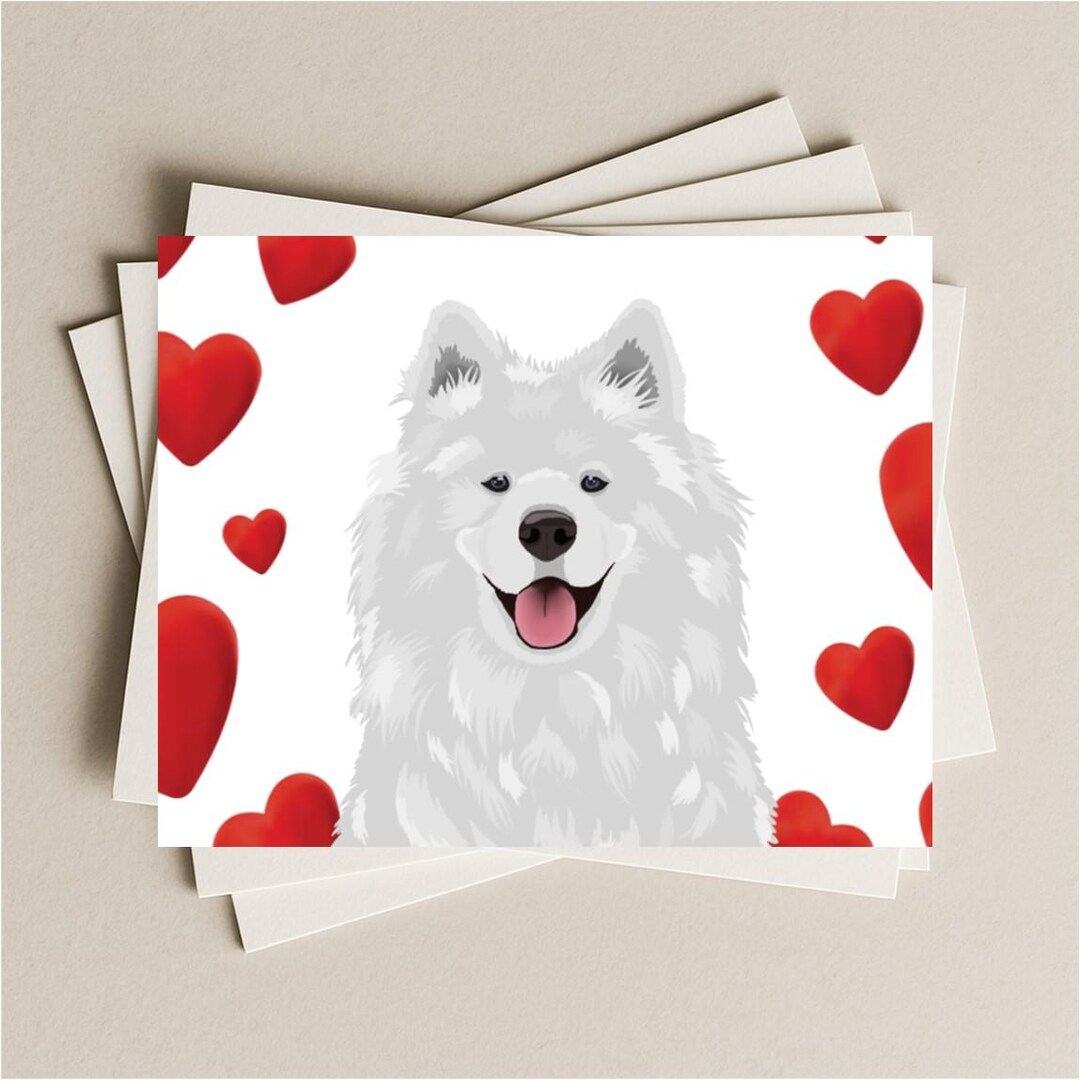 Samoyed Love Valentine Anniversary Card, Samoyed Dog Gift Card, Puppy ...