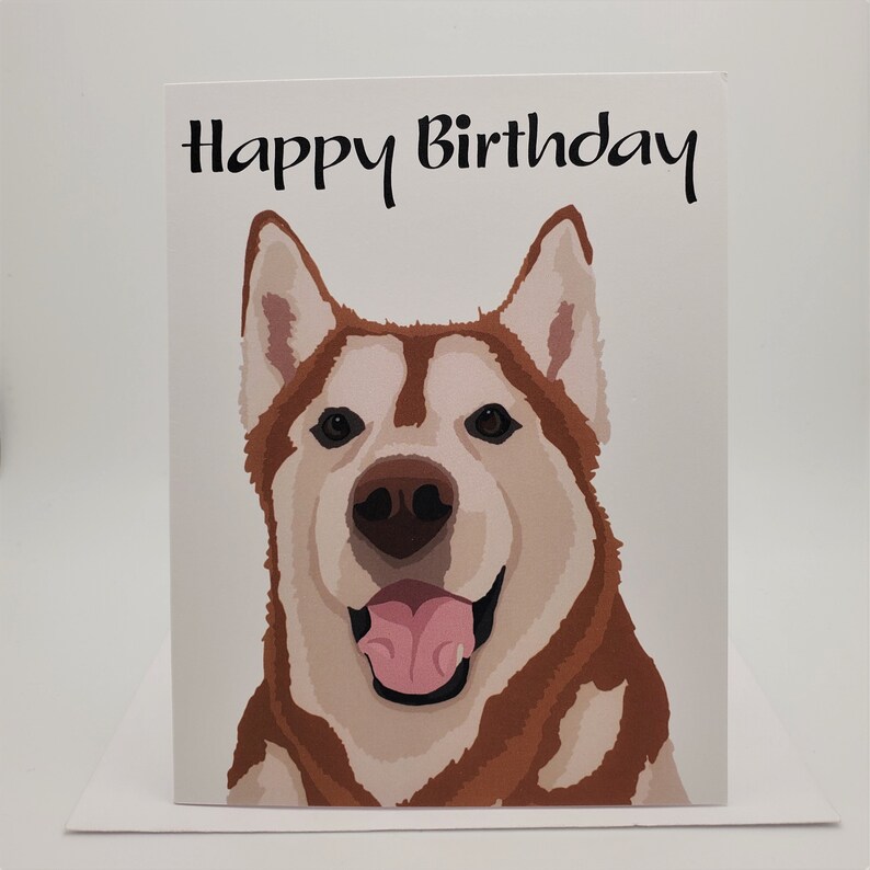 Siberian Husky Birthday Card Single Card Siberian Husky Dog - Etsy