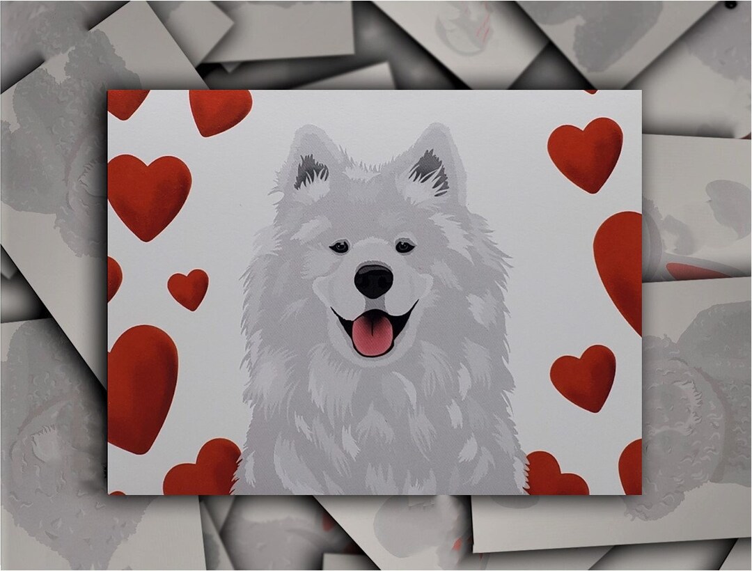 Samoyed Love Valentine Anniversary Card, Samoyed Dog Gift Card, Puppy ...