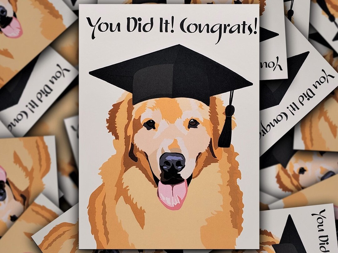 Golden Retriever Congrats on Graduation Card Golden Retriever - Etsy