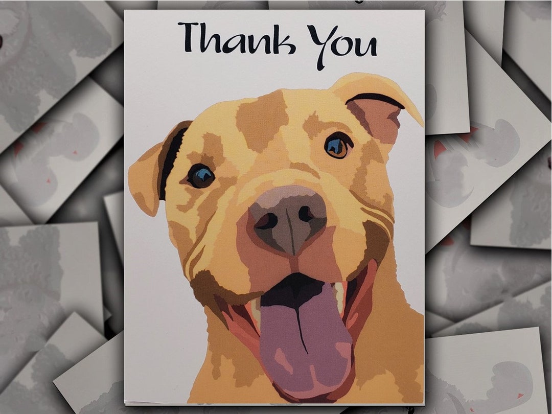 Pit Bull Terrier Thank You Card, Single Card, Tan Pit Bull Terrier Dog ...