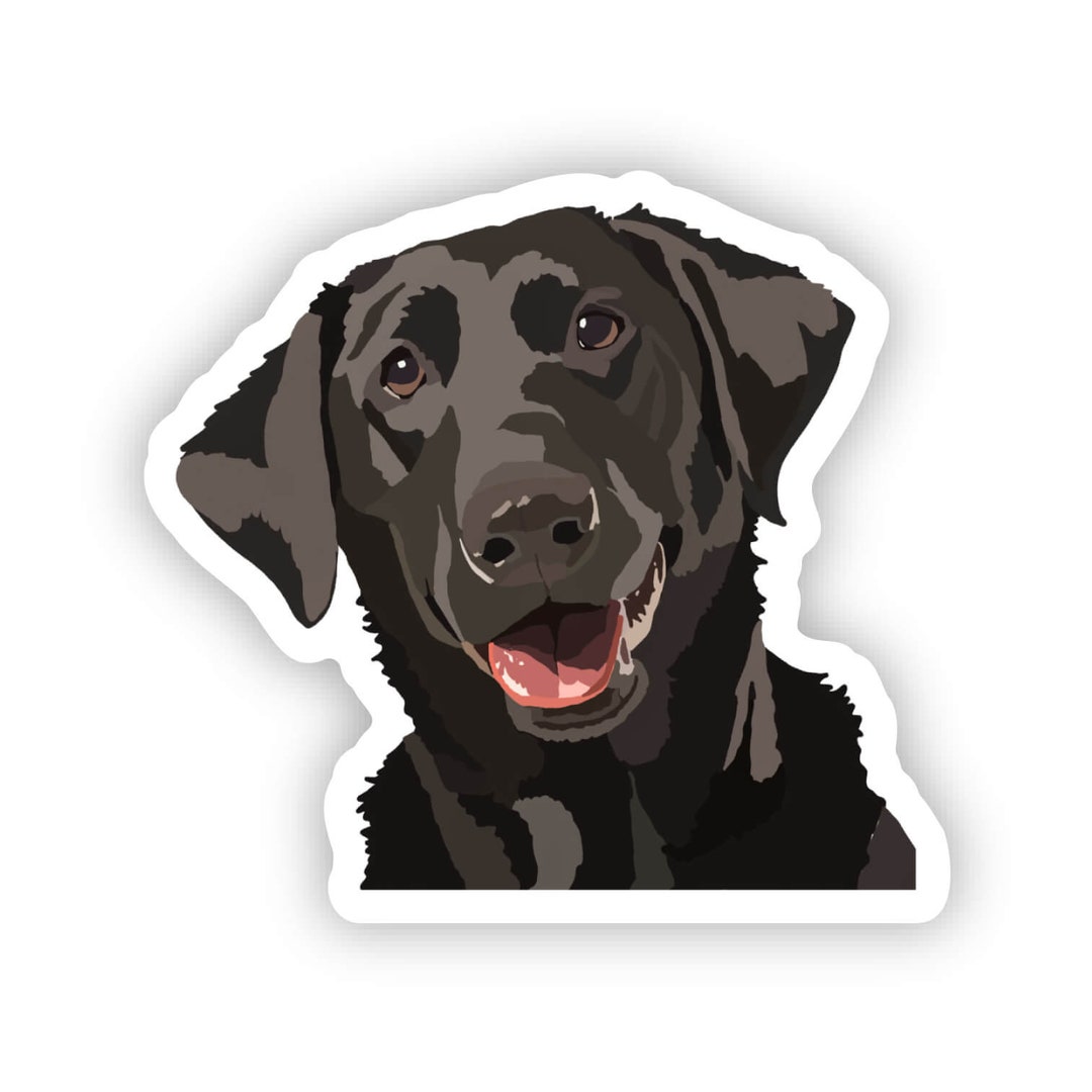 Black Labrador Dog Sticker, Die Cut Vinyl, Water Bottle, Laptop, Phone ...