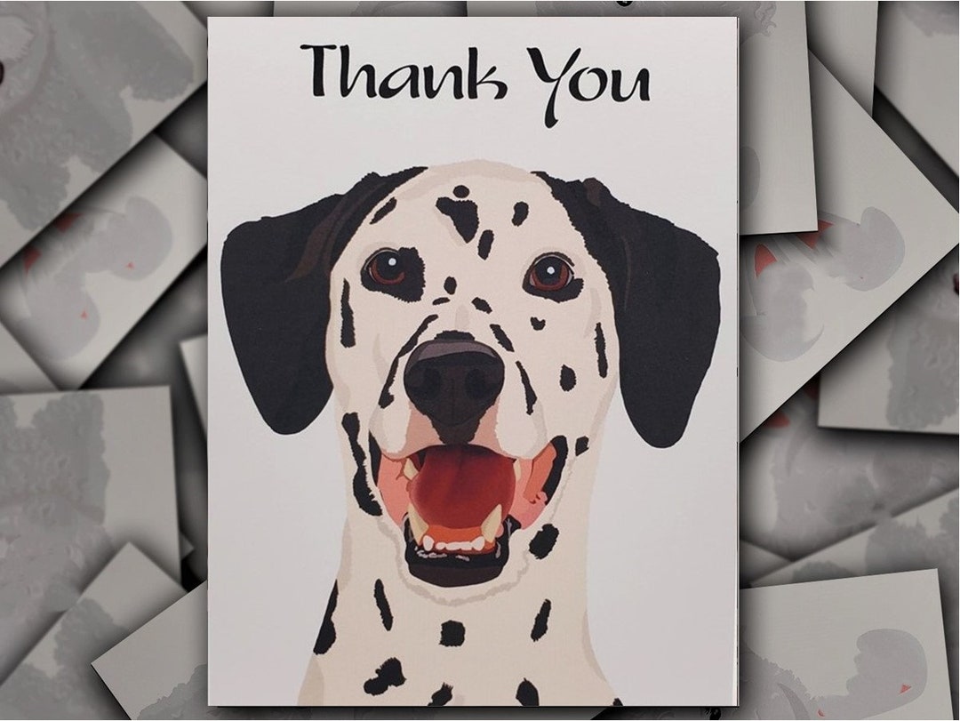 Dalmatian Thank You Card, Black and White Dalmatian Dog Gift Card ...