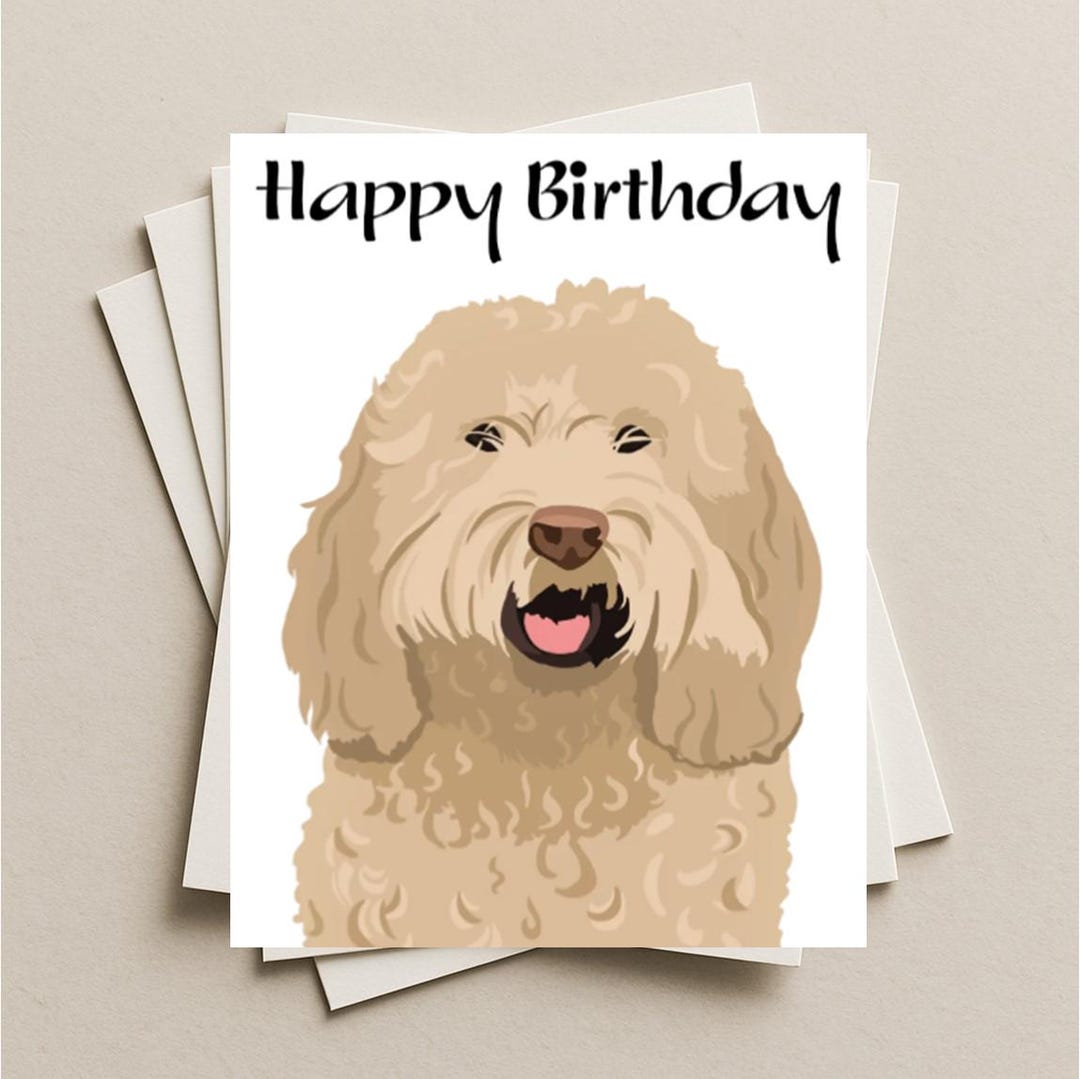 Labradoodle Dog Birthday Card, Blank Greeting Card, Note or Gift Card ...