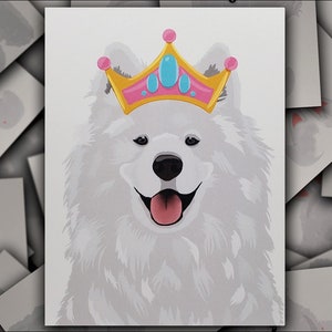 Princess Samoyed Dog Blank Greeting Card for Birthday, Thank You, Party ...