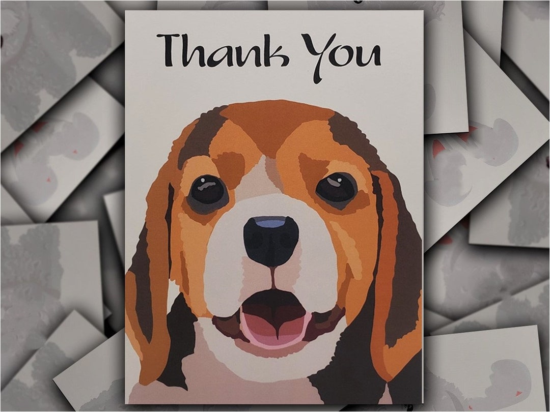 Beagle Thank You Card, Single Card, Beagle Dog Thank You Gift Card ...