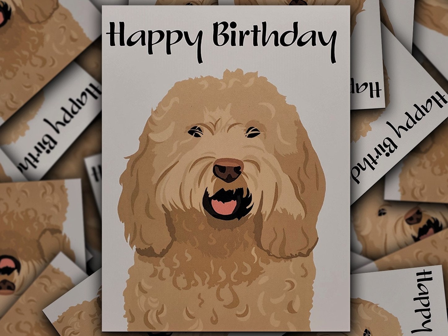 Labradoodle Birthday Card Cream Labradoodle Dog Gift Card - Etsy