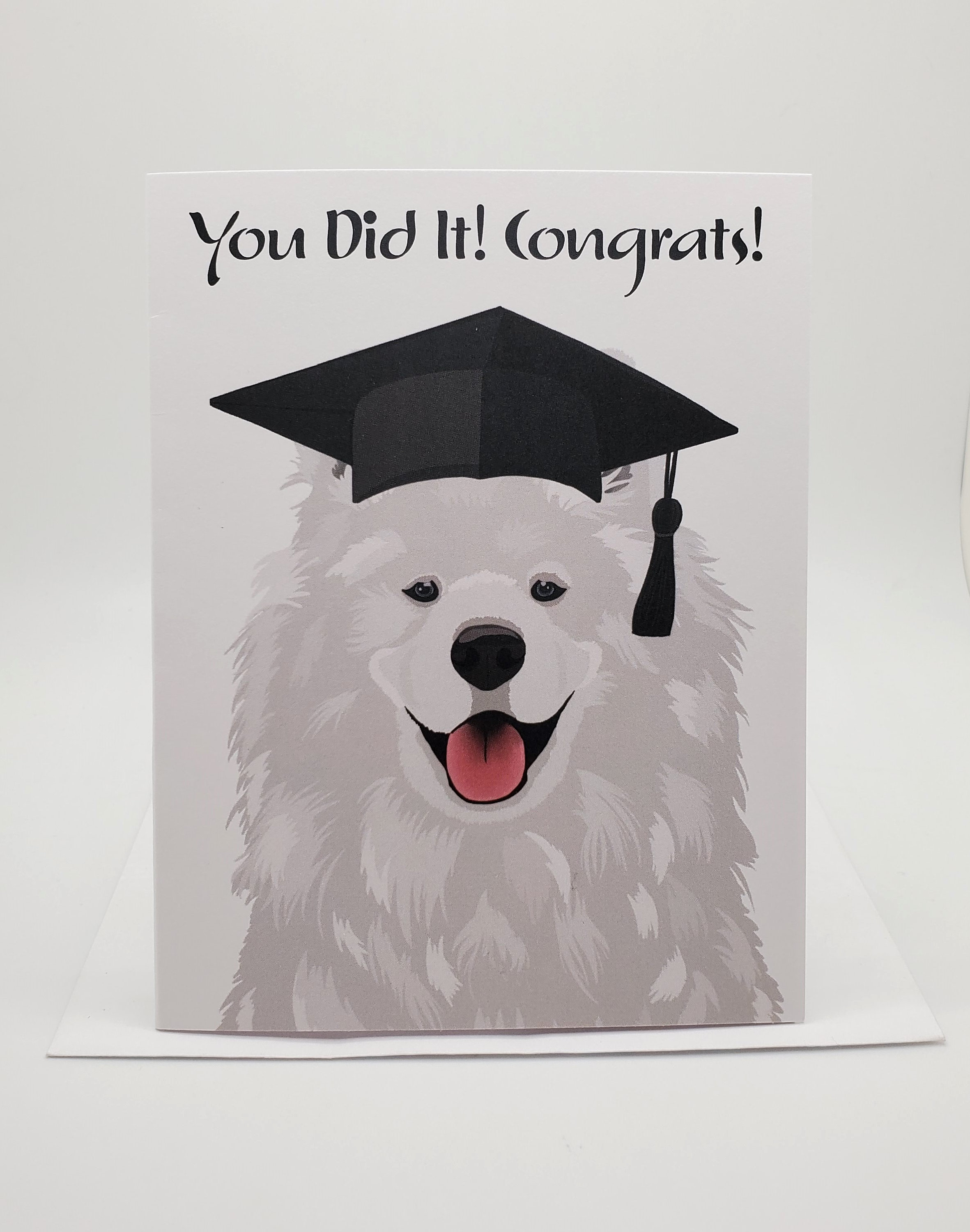Samoyed Congrats on Graduation Card, White Samoyed Dog Gift Card, Puppy ...