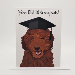 Goldendoodle Congrats on Graduation Card, Chocolate Goldendoodle Dog ...
