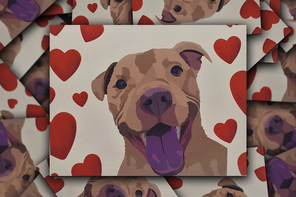 Pit Bull Terrier Love Valentine Anniversary Card Single Card - Etsy