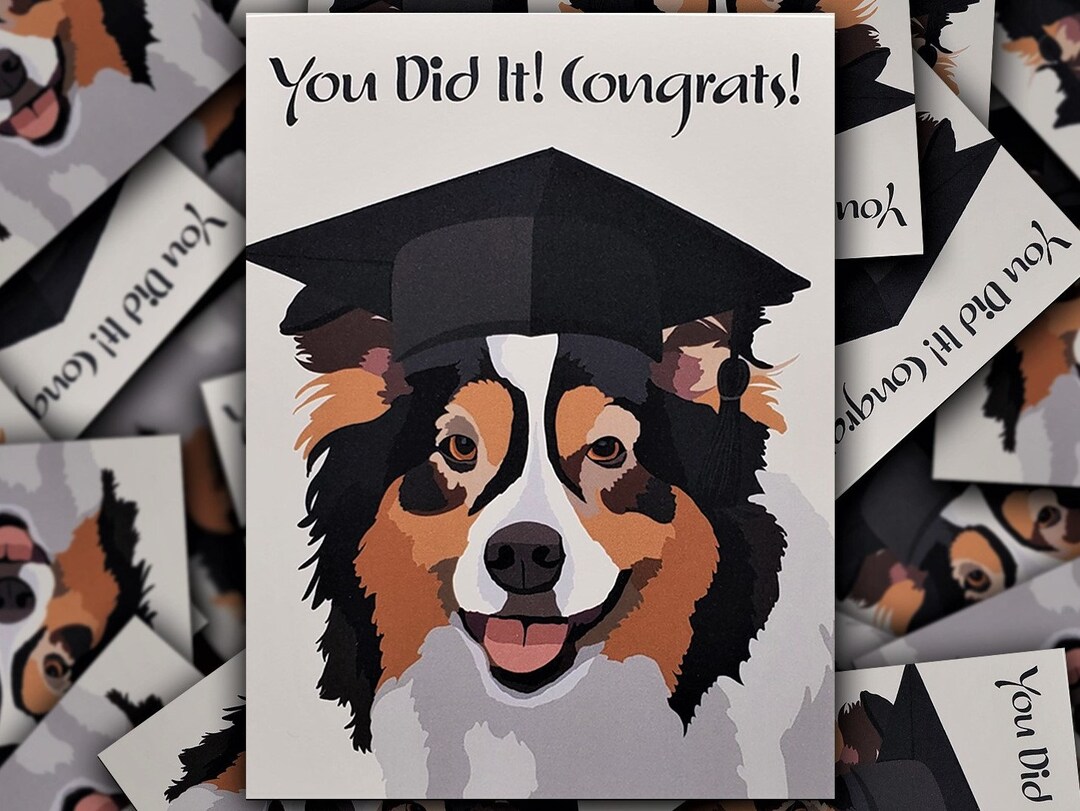 Australian Shepherd Congrats on Graduation Card Aussie Dog - Etsy