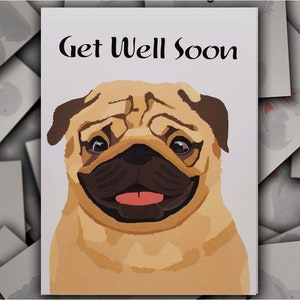 Pug Get Well Soon Card, Pug Gift Card, Pug Puppy Dog Blank Get Well ...