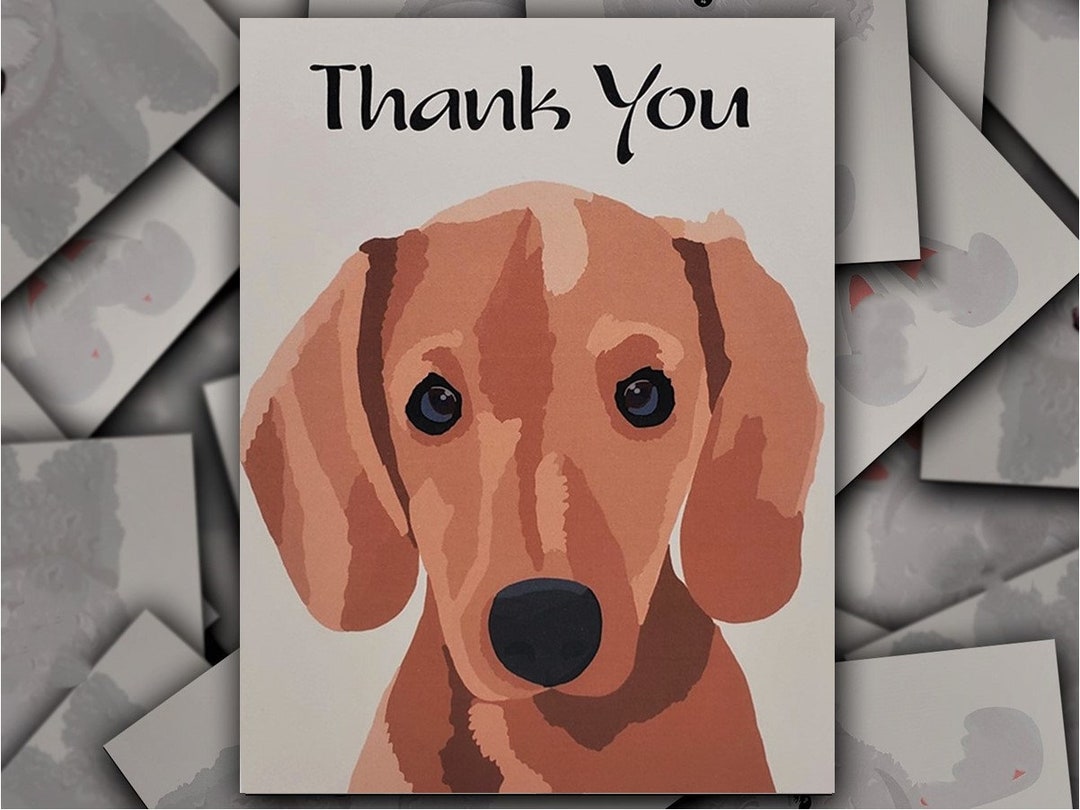 Dachshund Thank You Card, Doxie Dachshund Hot Dog Thank You Gift Card ...