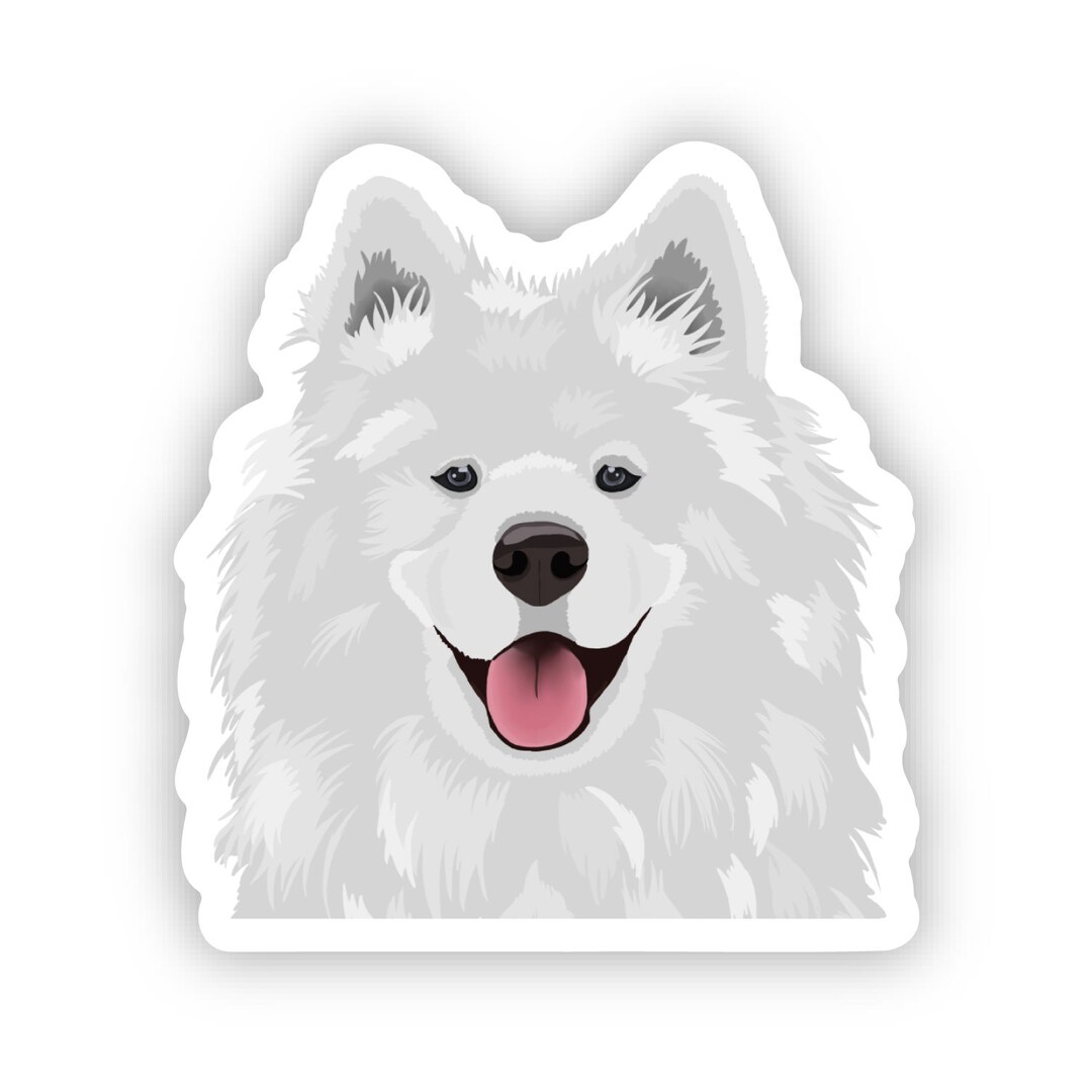 Samoyed Dog Sticker, Die Cut Vinyl, Water Bottle, Laptop, Phone Case ...