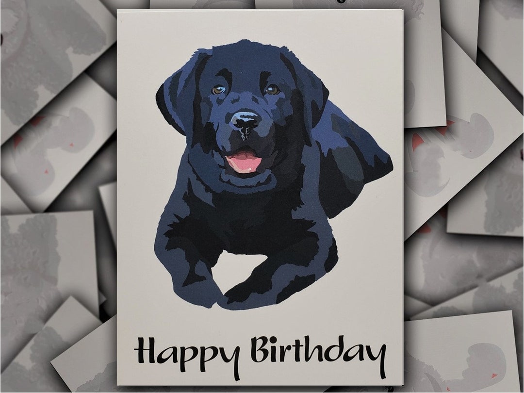 Black Labrador Birthday Card, Labrador Retriever Dog Gift Card, Lab ...