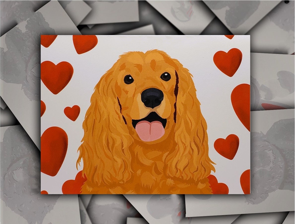 Cocker Spaniel Love Valentine Anniversary Card, Golden Cocker Spaniel ...
