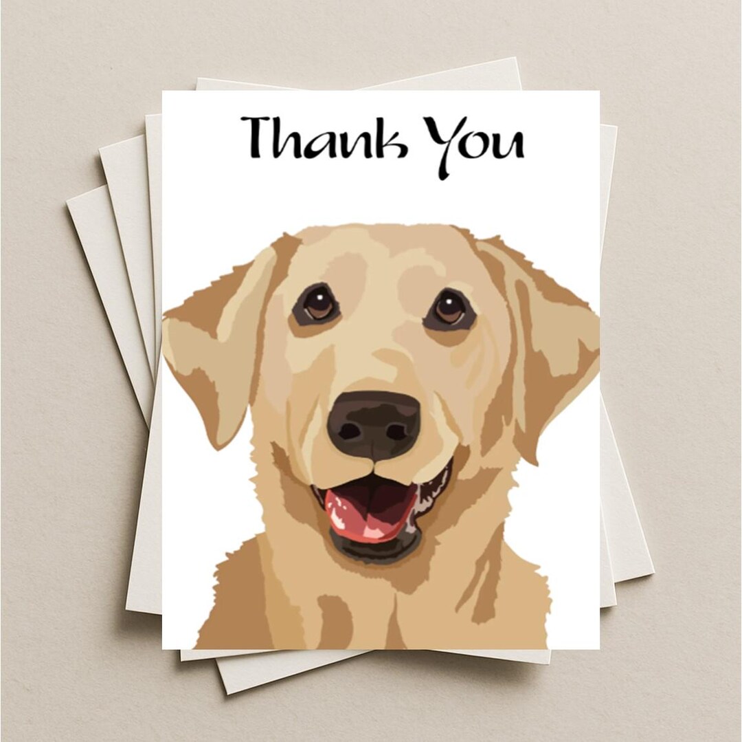 Yellow Labrador Thank You Card, Yellow Labrador Retriever Dog Thank You ...