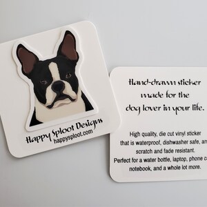 Black Boston Terrier Dog Sticker, Die Cut Vinyl, Water Bottle, Laptop ...