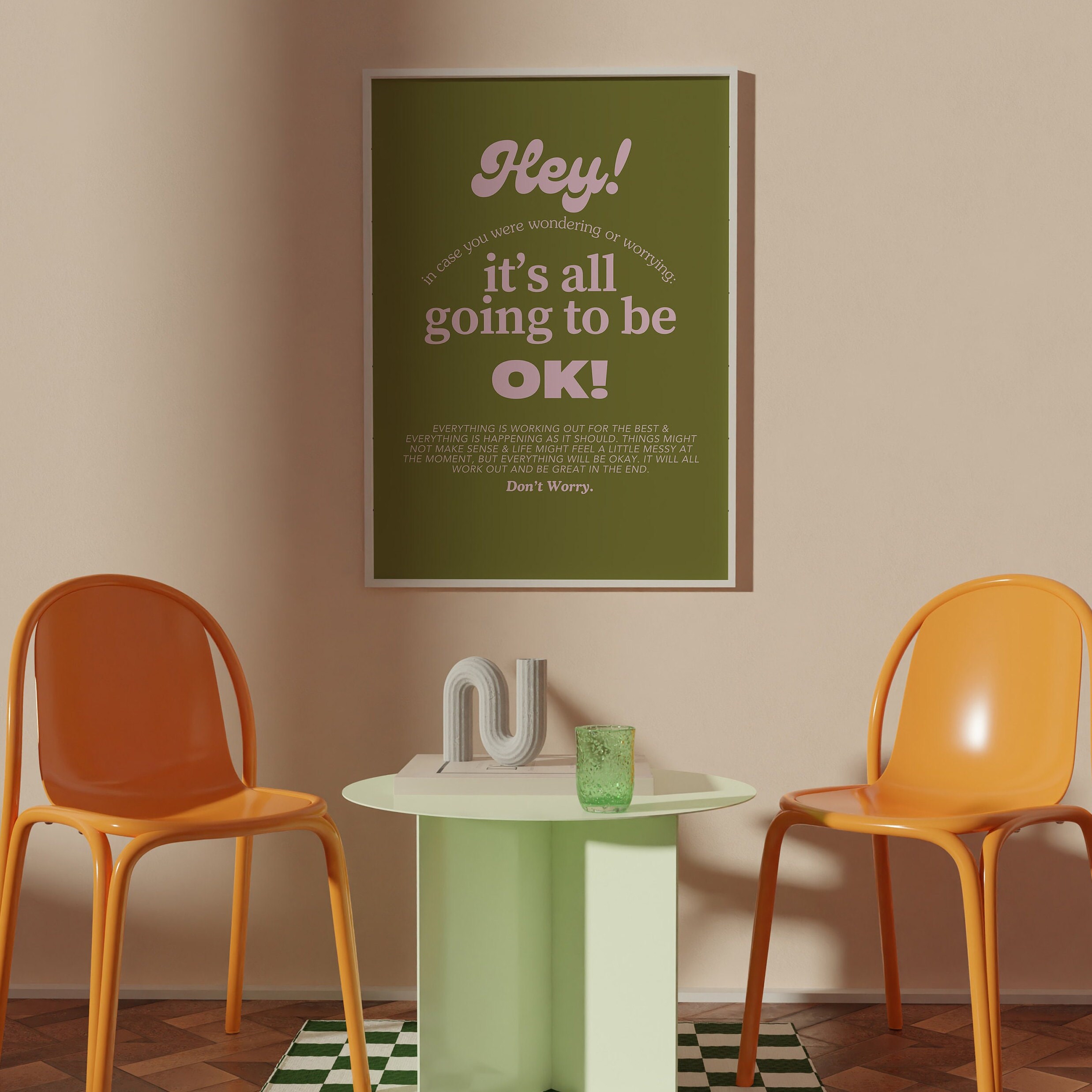 Green Aesthetic Poster, Trendy Art Print, Retro Wall Art, Green Room ...