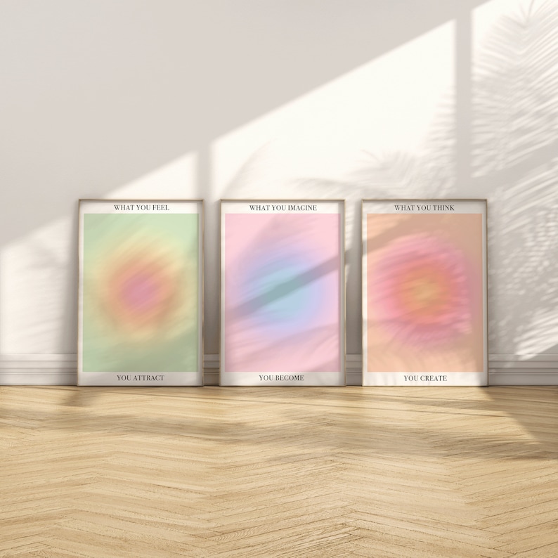 3 Pc Aura Affirmation Art Print, Gradient Danish Pastel Aesthetic ...