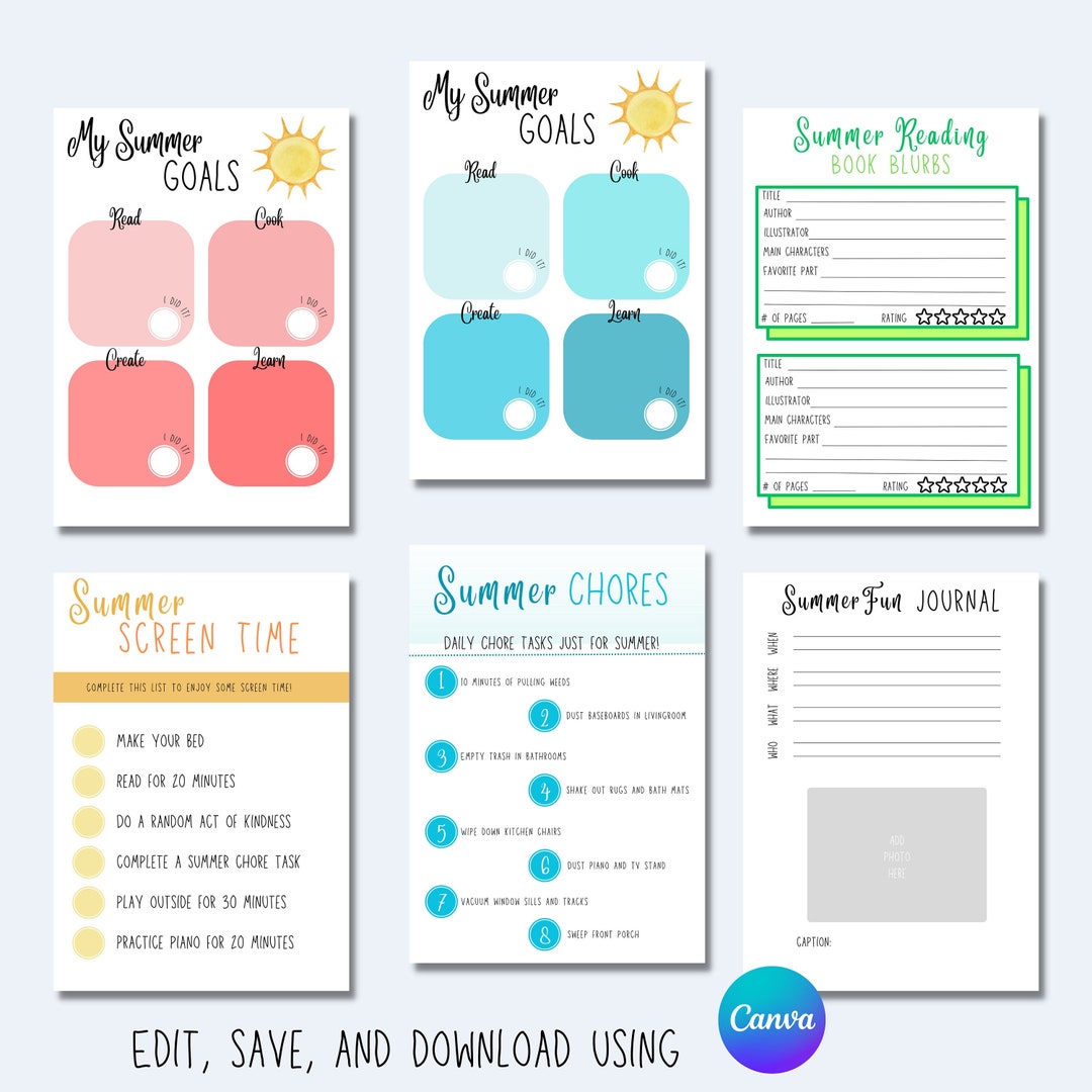 My Summer Bundle, Summer Goals, Book Blurb, Summer Journal - Etsy