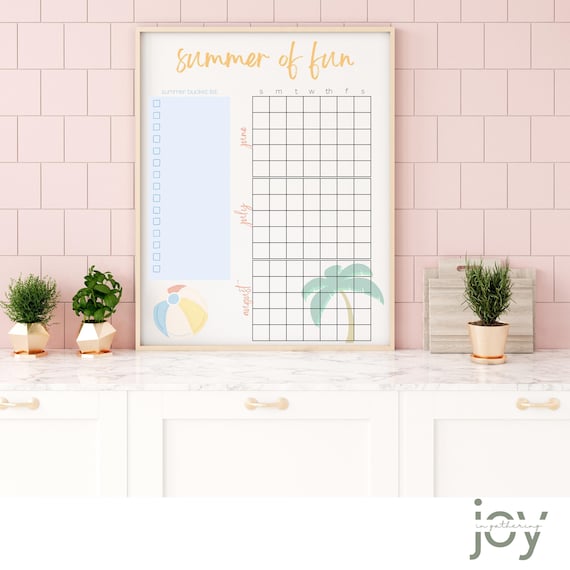 Summer Fun Calendar Digital Print Beach Themed | Etsy