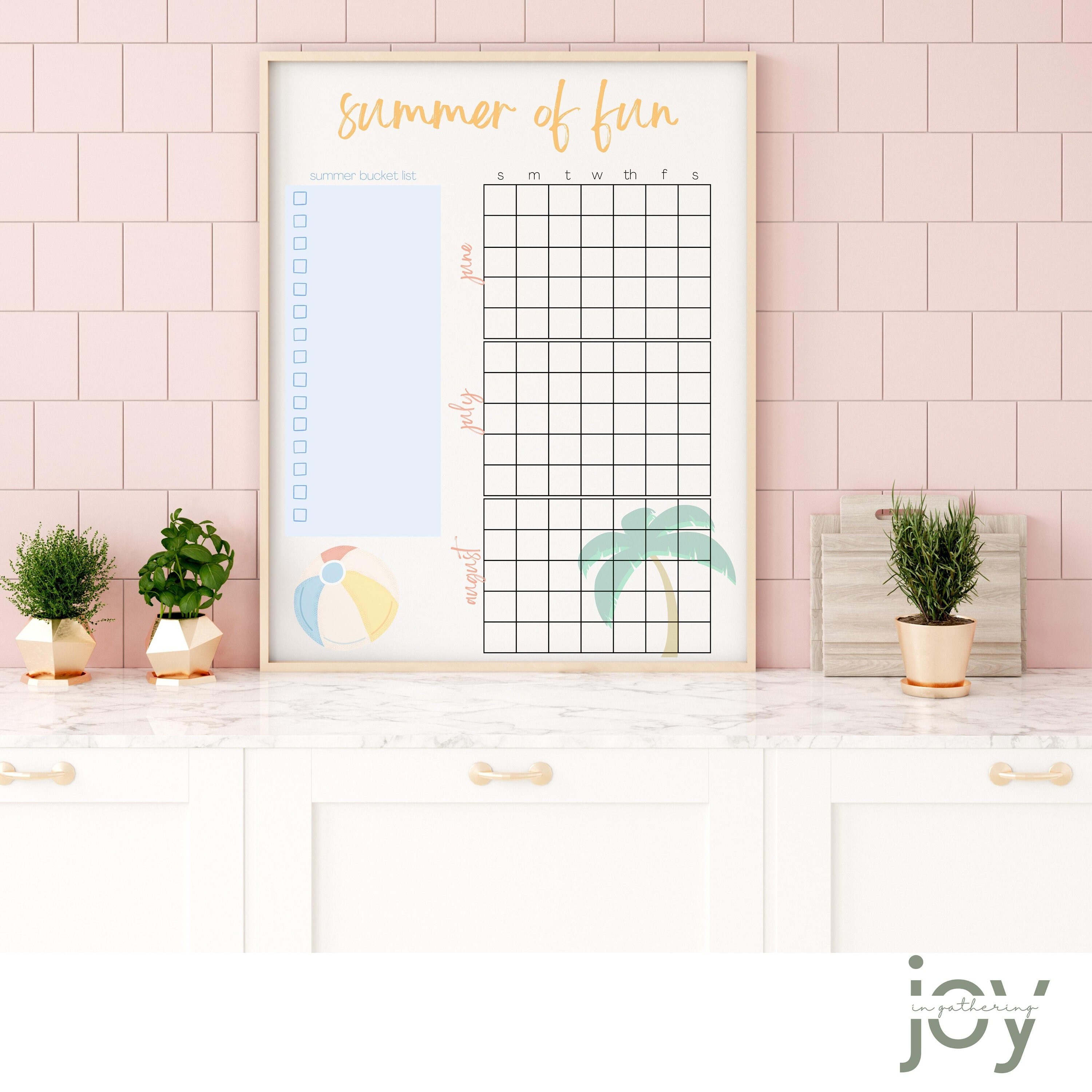 Summer Fun Calendar Digital Print, Beach Themed - Etsy